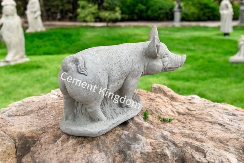 Standing Pig Figurine, Farm Pig Figure, Detailed Pig on Base Sculpture ...