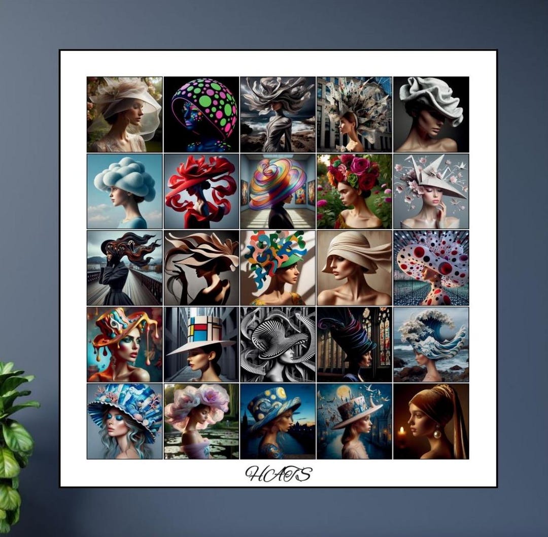 Hats - Haute Couture, Digital Art Print, Wall Art, Ai-generated, AI Art ...