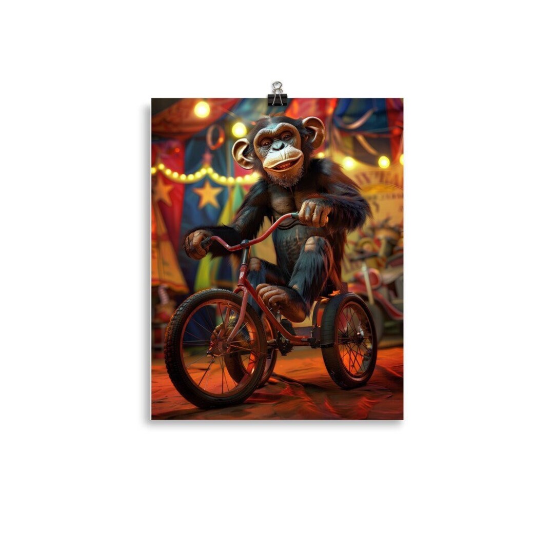 Monkey on a Tricycle Poster Perfect Wall Art for Kids' Rooms or ...