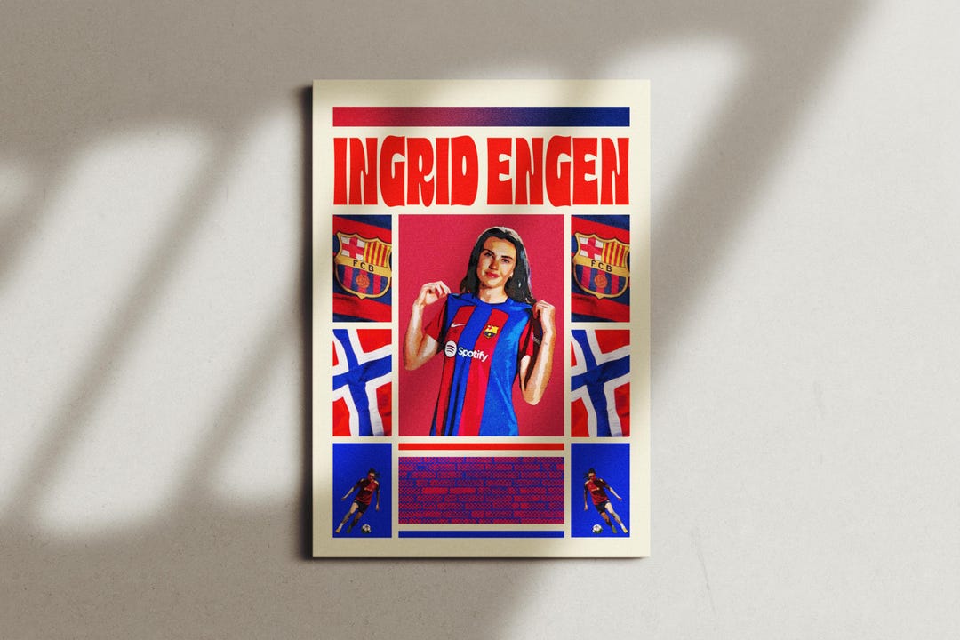 Ingrid Engen 'barcelona' Women's Football Poster Portrait Lustre Art ...