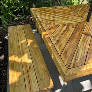 Handcrafted Solid Wood Square Outdoor Table and Benches - Etsy