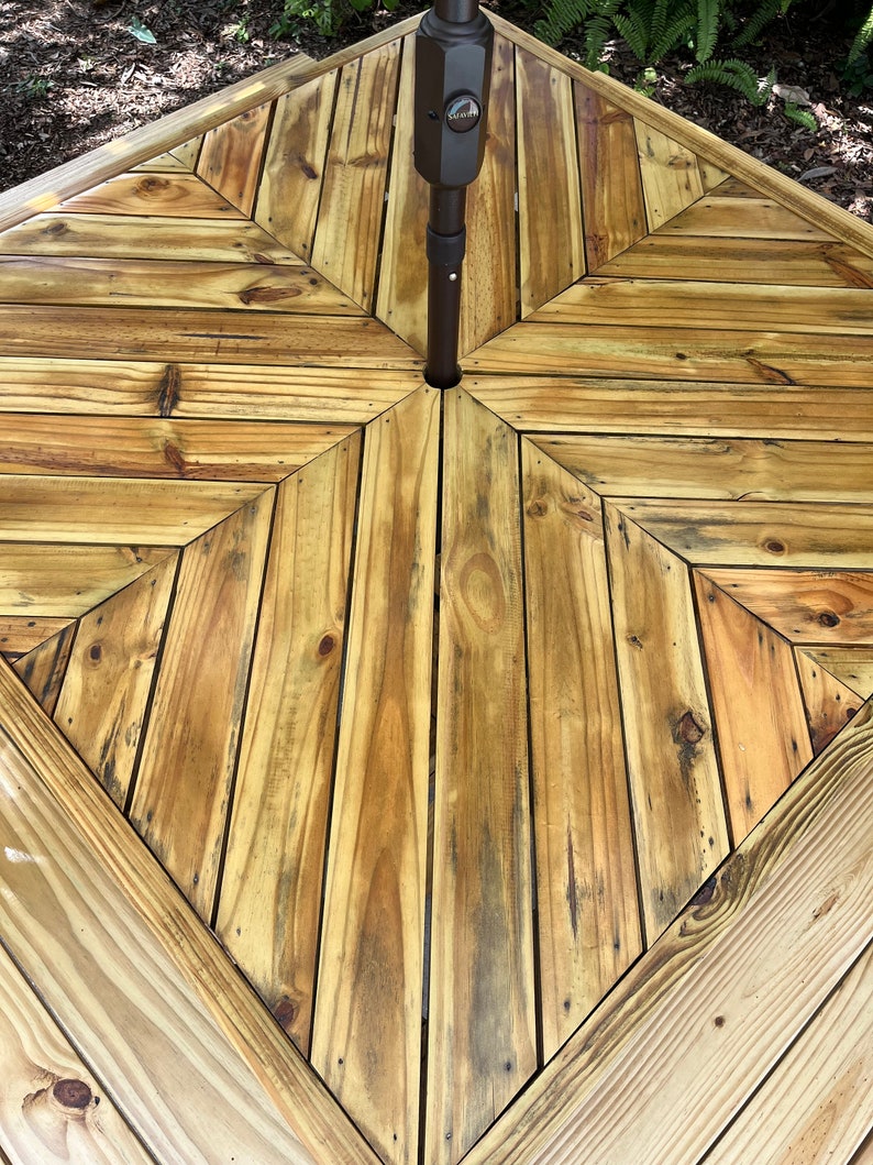 Handcrafted Solid Wood Square Outdoor Table and Benches - Etsy