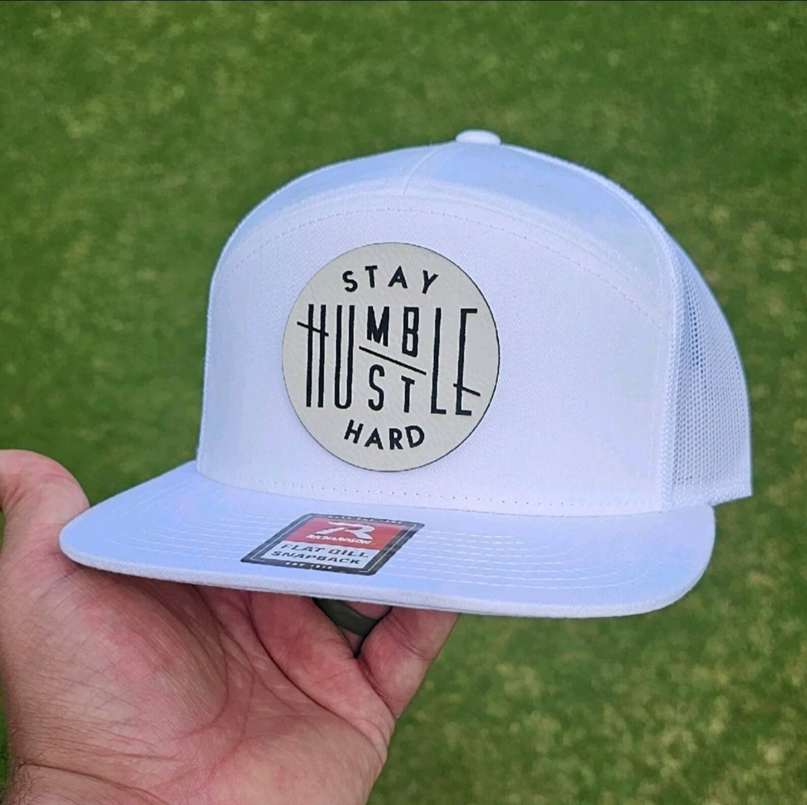 Stay Humble Hustle Hard Blue Collar, Richardson 168 7 Panel Flat Bill ...