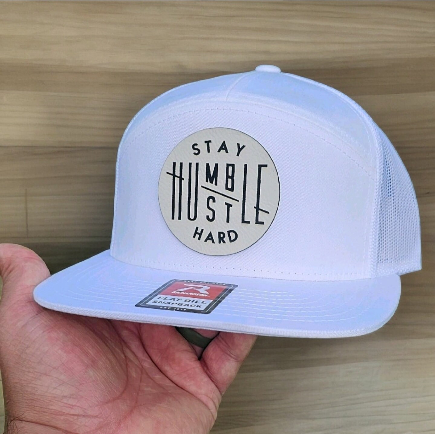 Stay Humble Hustle Hard Blue Collar, Richardson 168 7 Panel Flat Bill ...