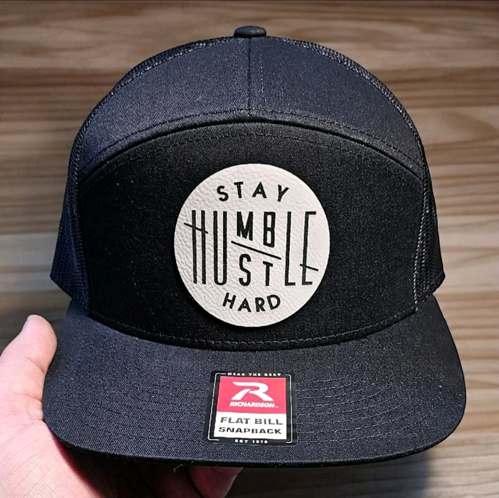 Stay Humble Hustle Hard Blue Collar, Richardson 168 7 Panel Flat Bill ...