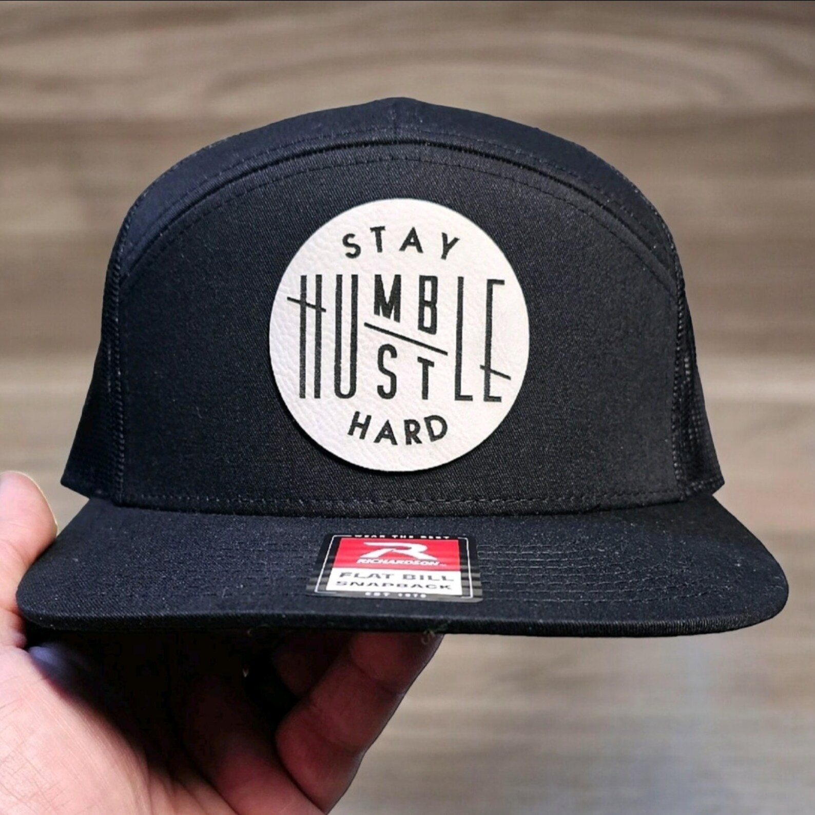 Stay Humble Hustle Hard Blue Collar, Richardson 168 7 Panel Flat Bill ...