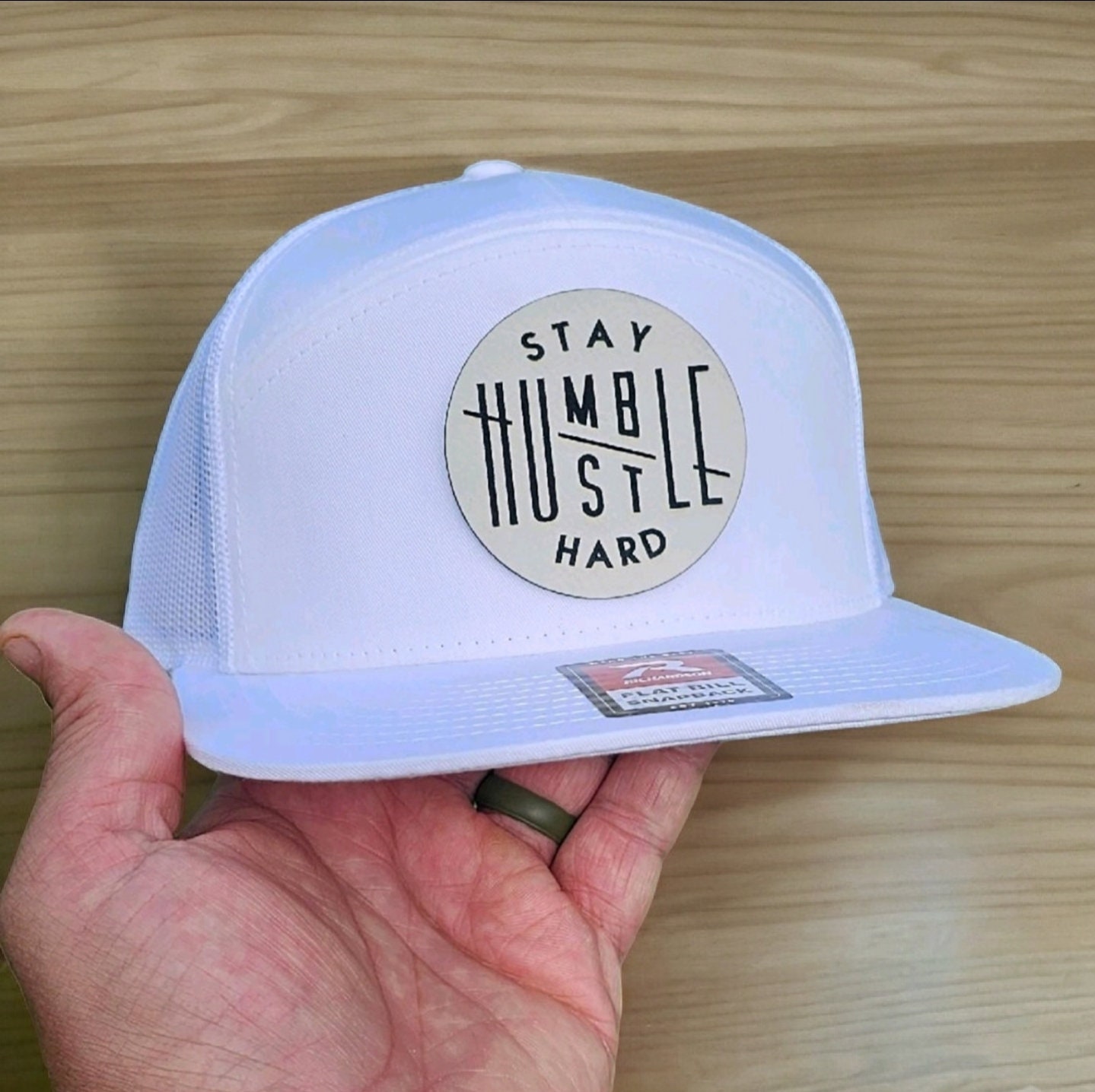 Stay Humble Hustle Hard Blue Collar, Richardson 168 7 Panel Flat Bill ...