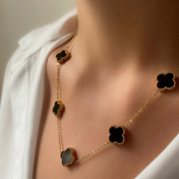 Gold and Black Van Cleef Necklace - Etsy