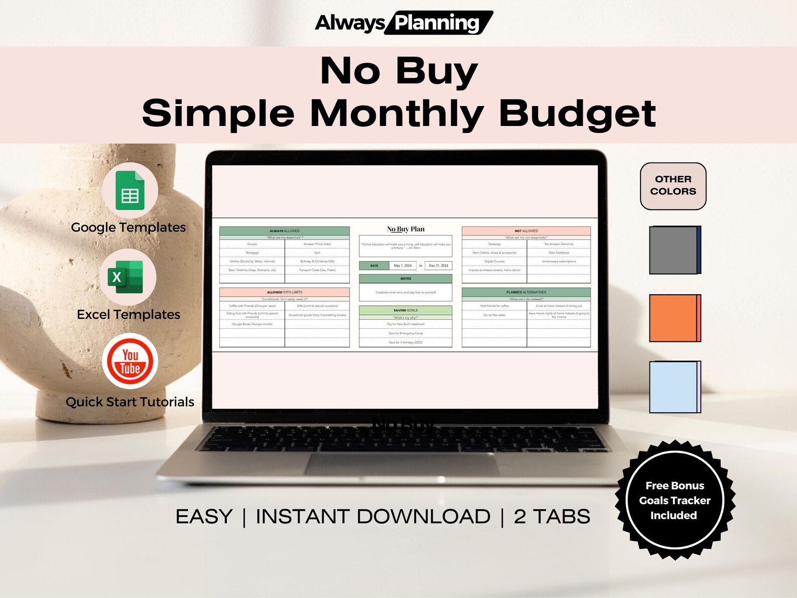 No Buy Monthly Budget Google Sheets Template Excel Monthly Budget ...