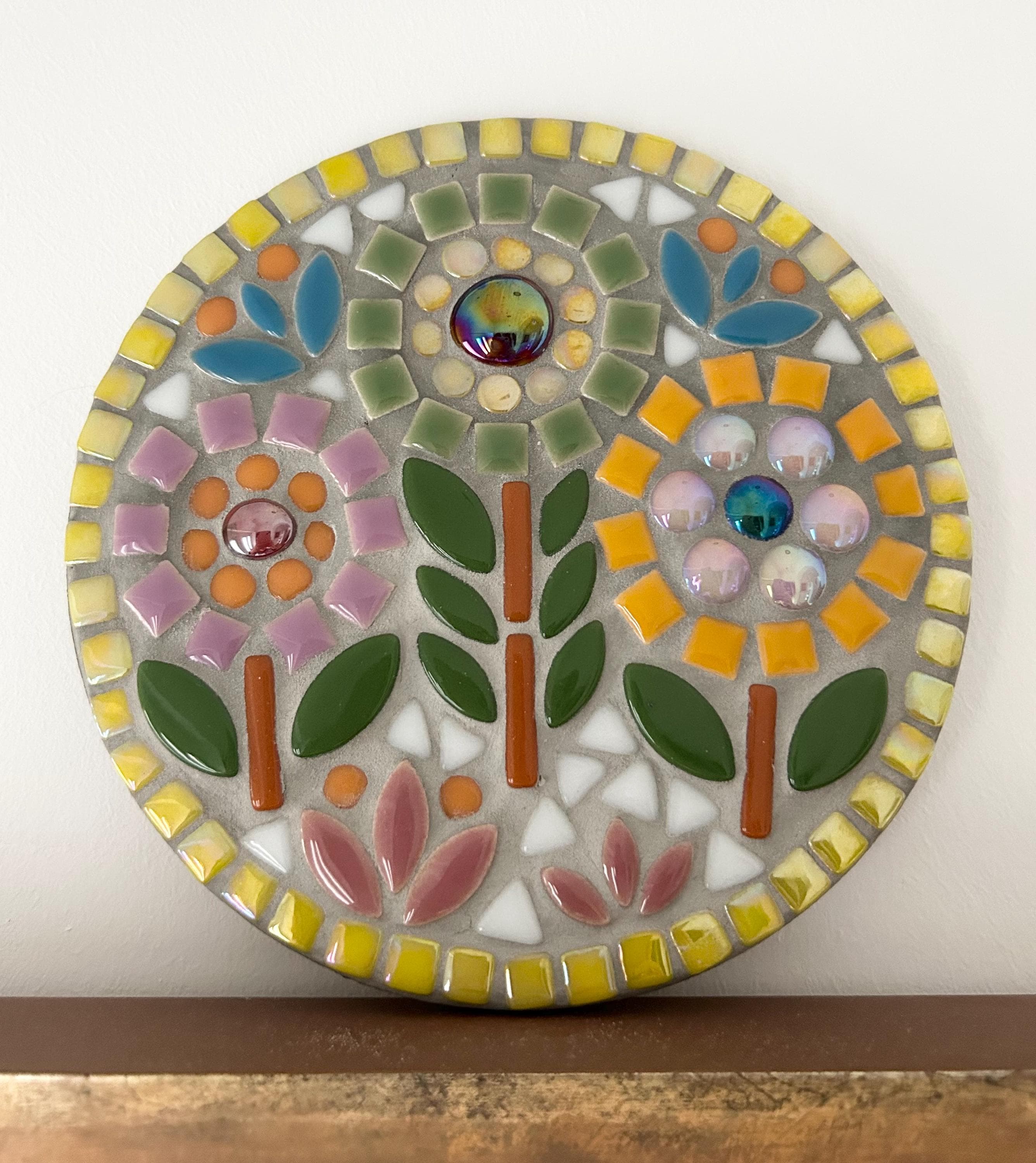 15 Cm Round Flowers Mosaic Kit, DIY, Make Your Own Mosaic, Mosaic Craft ...