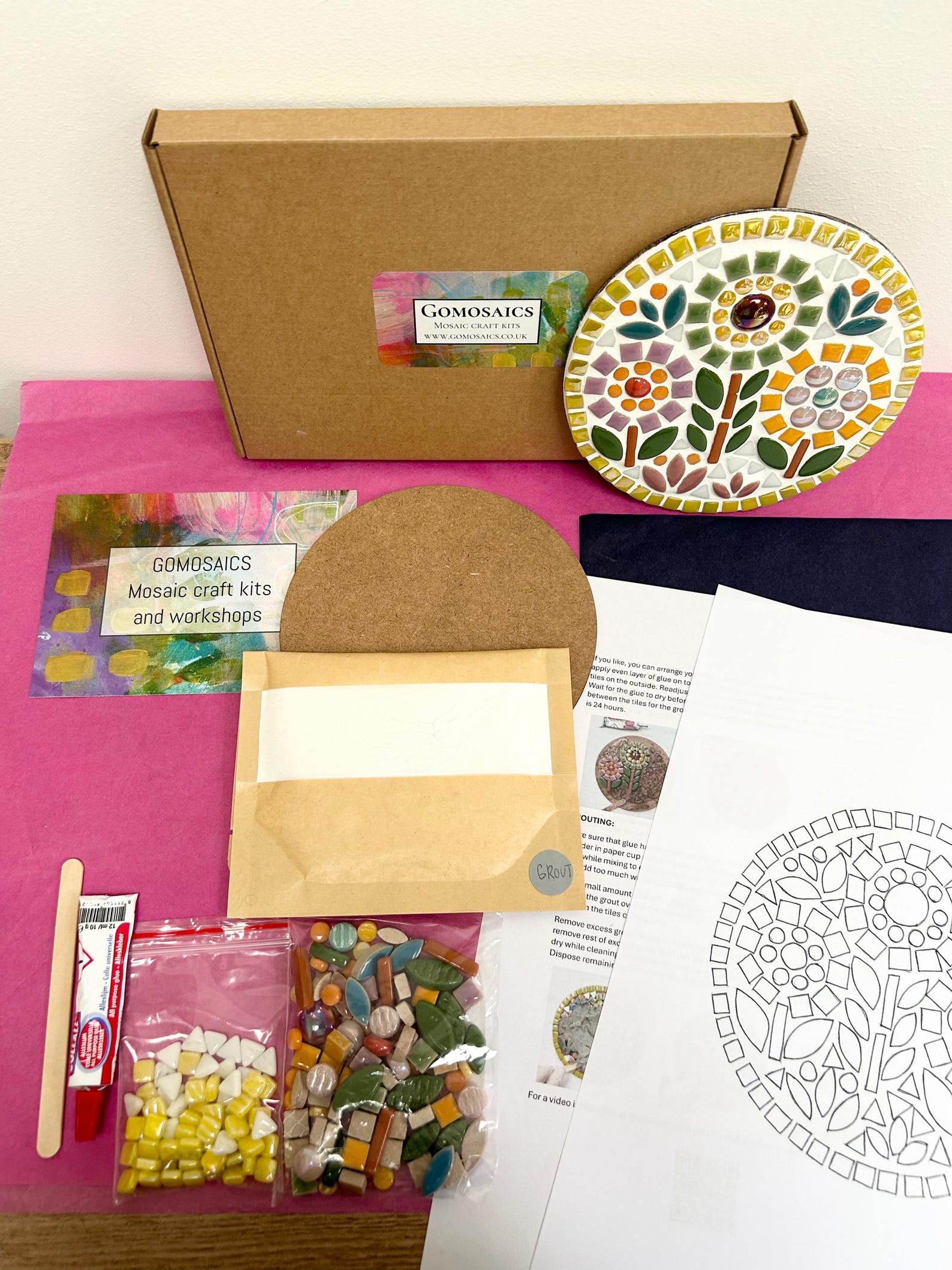 15 Cm Round Flowers Mosaic Kit, DIY, Make Your Own Mosaic, Mosaic Craft ...