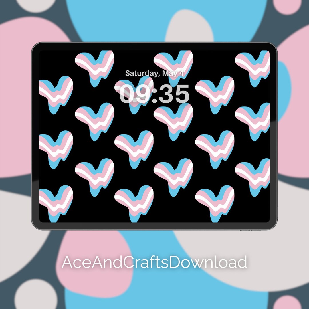Trans Hearts Tablet Wallpaper, Heart Patterned Background, Transgender ...