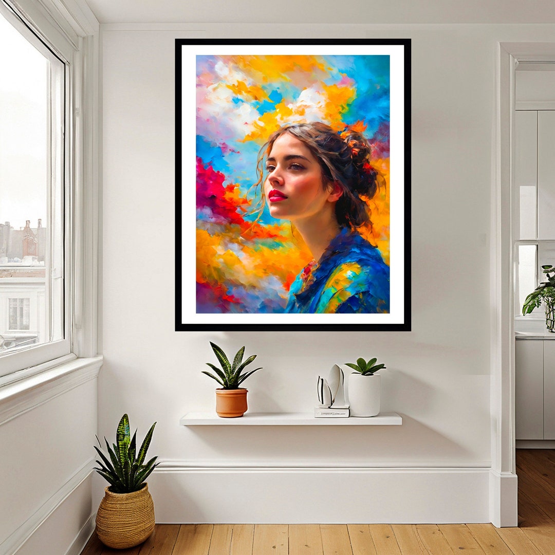 Beautiful Woman Digital Art Print, AI Generated, Wall Art, AI Art ...
