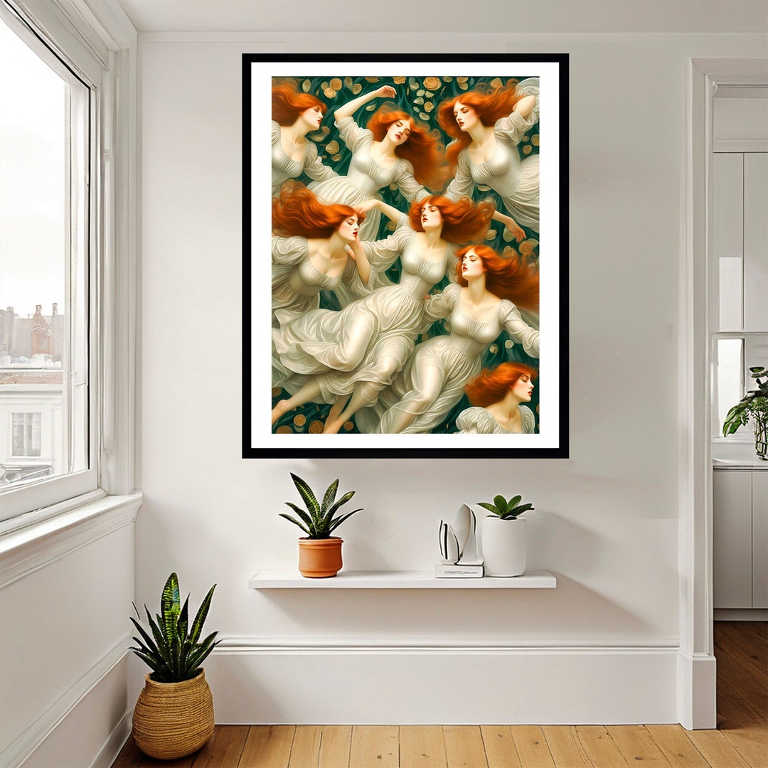 Pre-raphaelite Digital Art Print, AI Generated, Wall Art, AI Art ...