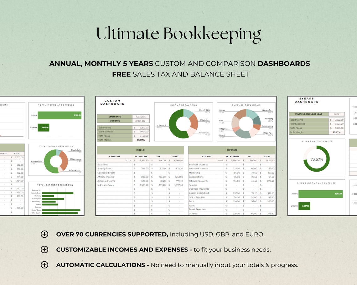 Ultimate Bookkeeping Spreadsheet Accounting Google Sheets Tracker ...