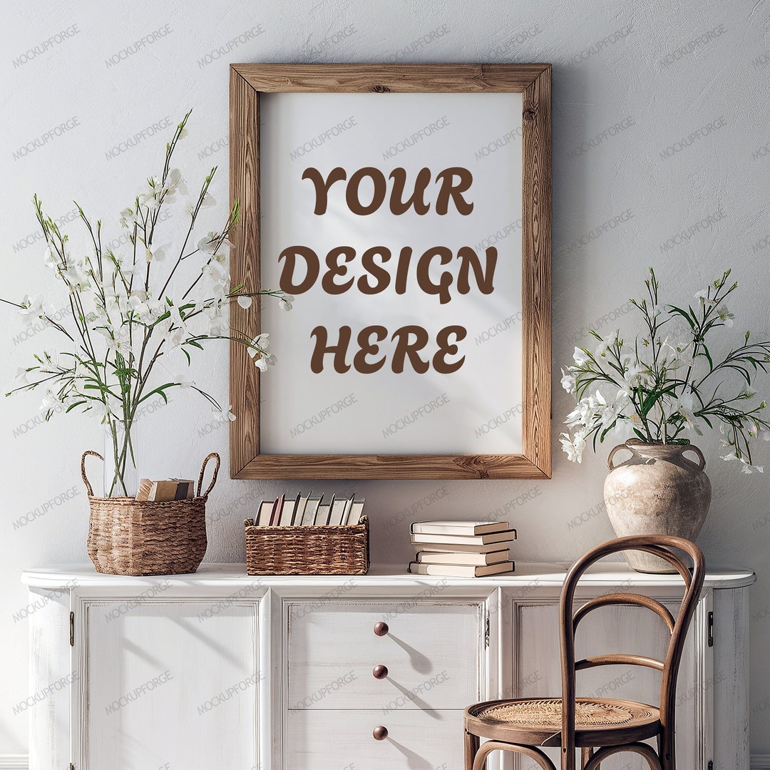 Vertical Frame Mockup, Modern Wood Mockup, Vertical Mockup, Wooden ...
