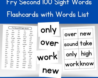 Printable Fry First 100 Sight Words Flashcards With Words List. Prek ...