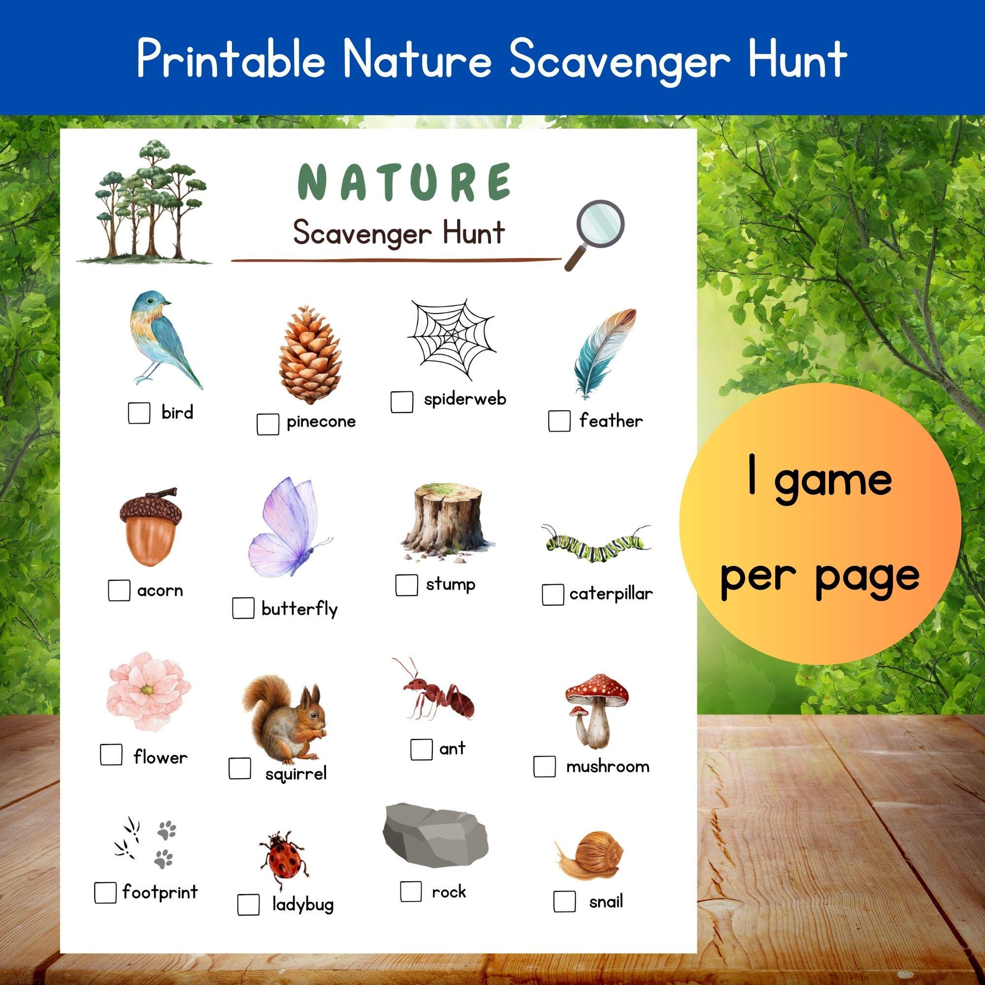 Nature Scavenger Hunt for Kids, Outdoor Nature Scavenger Hunt, Nature ...