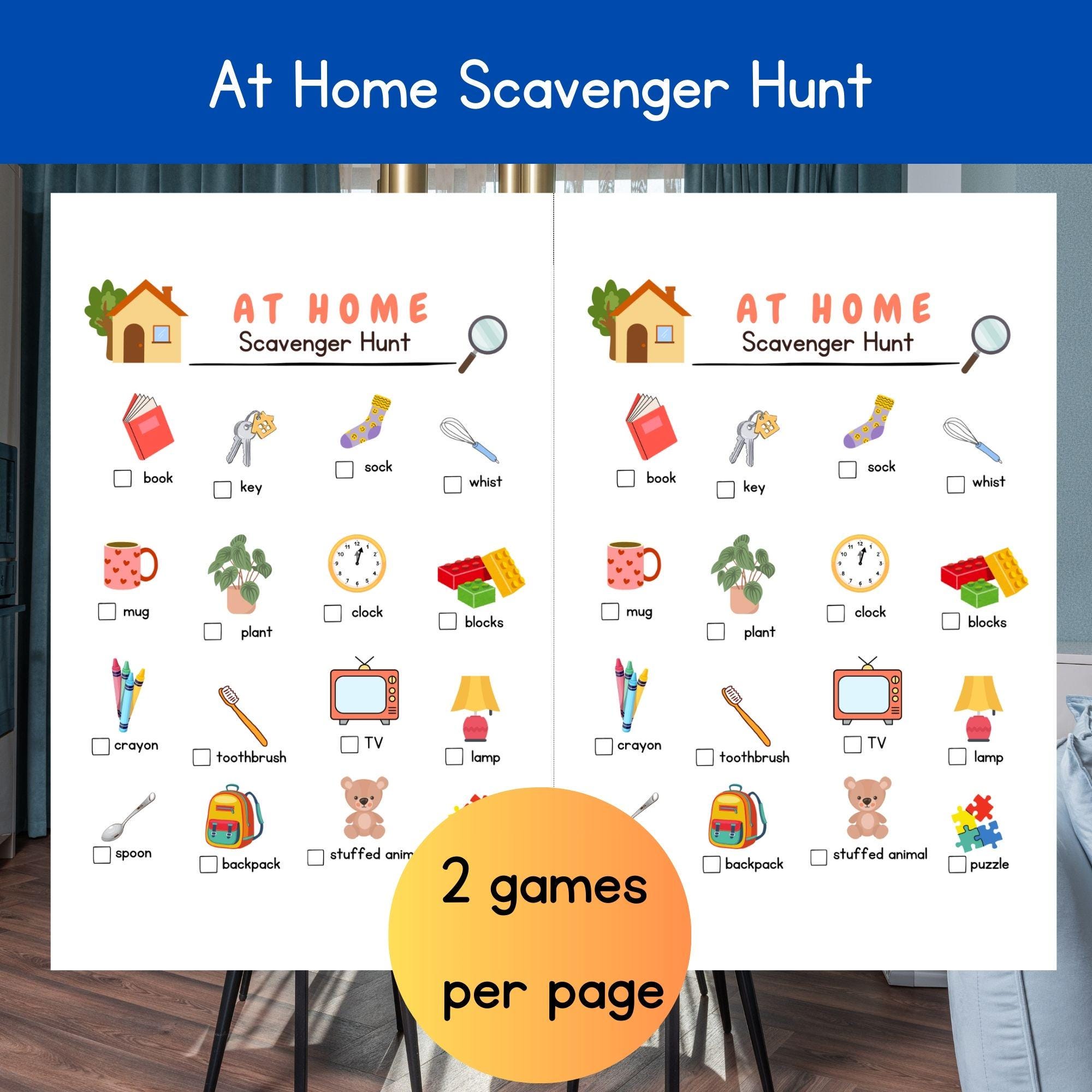 At Home Scavenger Hunt for Kids, Indoor Scavenger Hunt, Fun Indoor ...