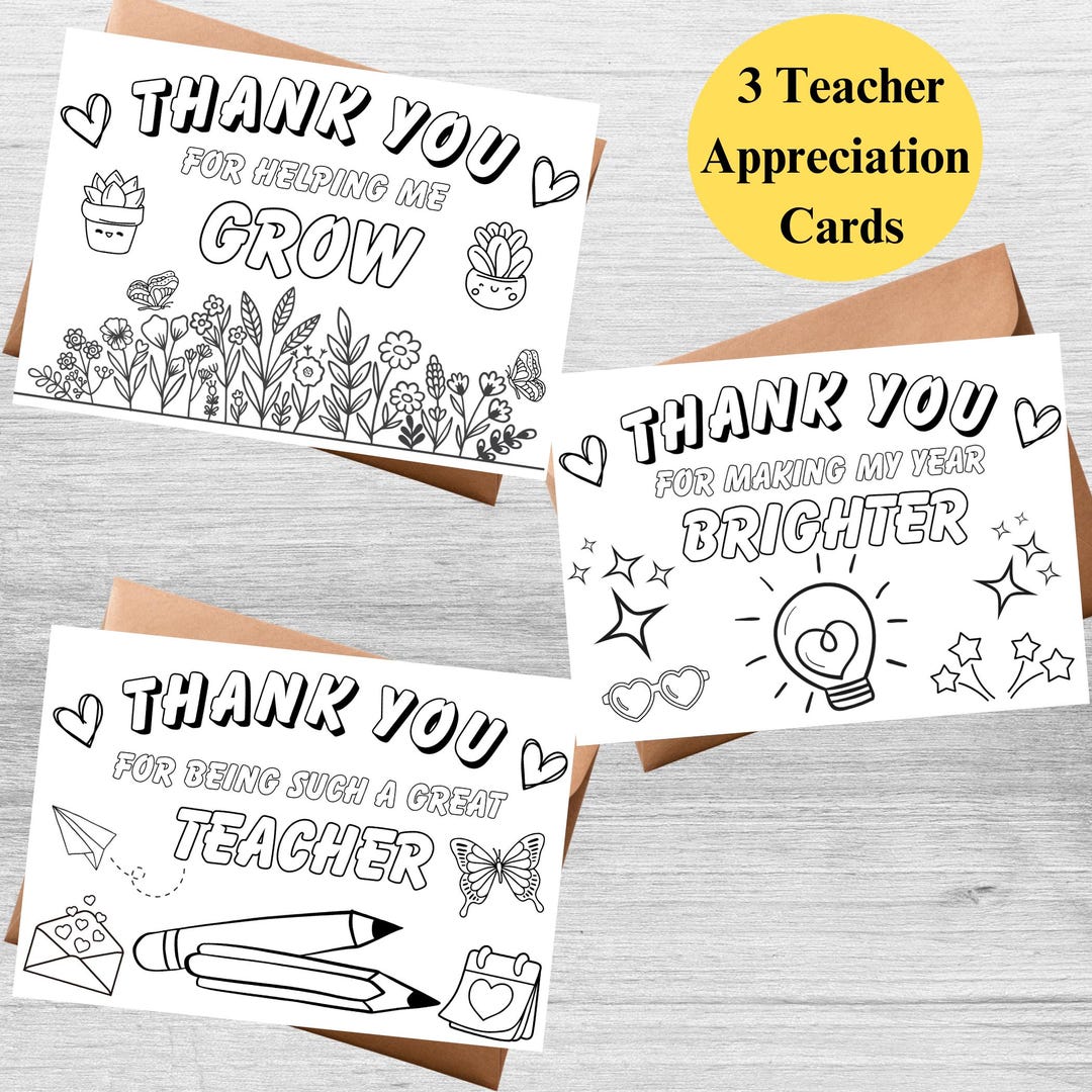 3 Printable Teacher Appreciation Cards I Thank You Card for Teacher I ...