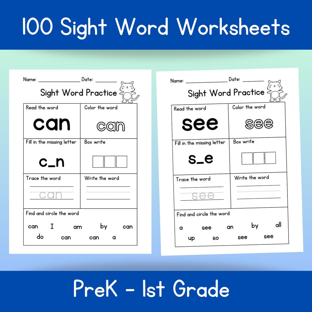 100 Printable Sight Word Practice Worksheets Prek - 1st Grade ...