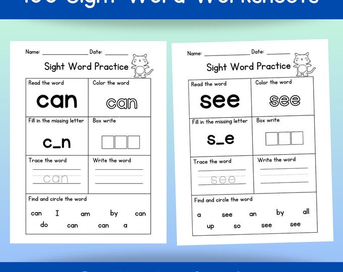 100 Printable Sight Word Practice Worksheets Prek - 1st Grade ...
