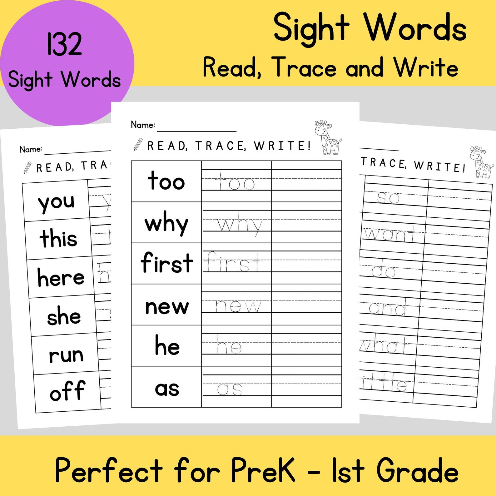 Printable 132 Sight Words, Read-trace-write L Prek - 1st Grade. High ...