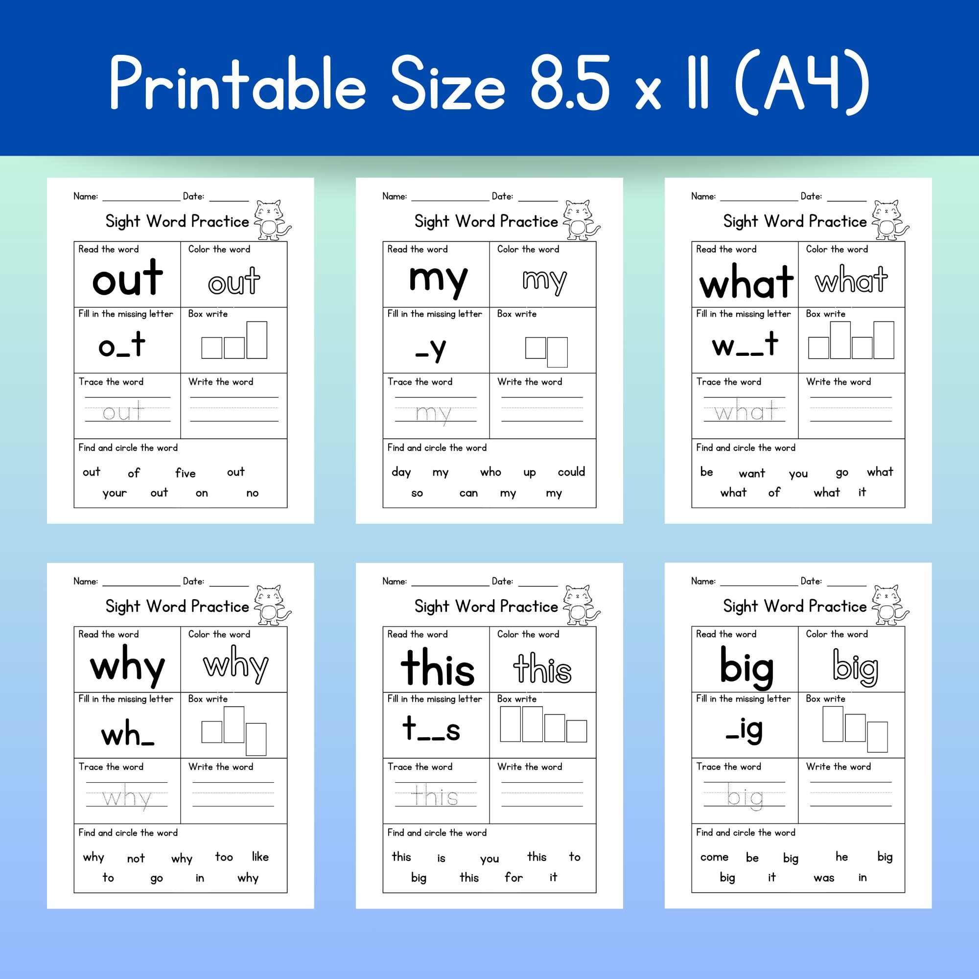 100 Printable Sight Word Practice Worksheets Prek - 1st Grade ...