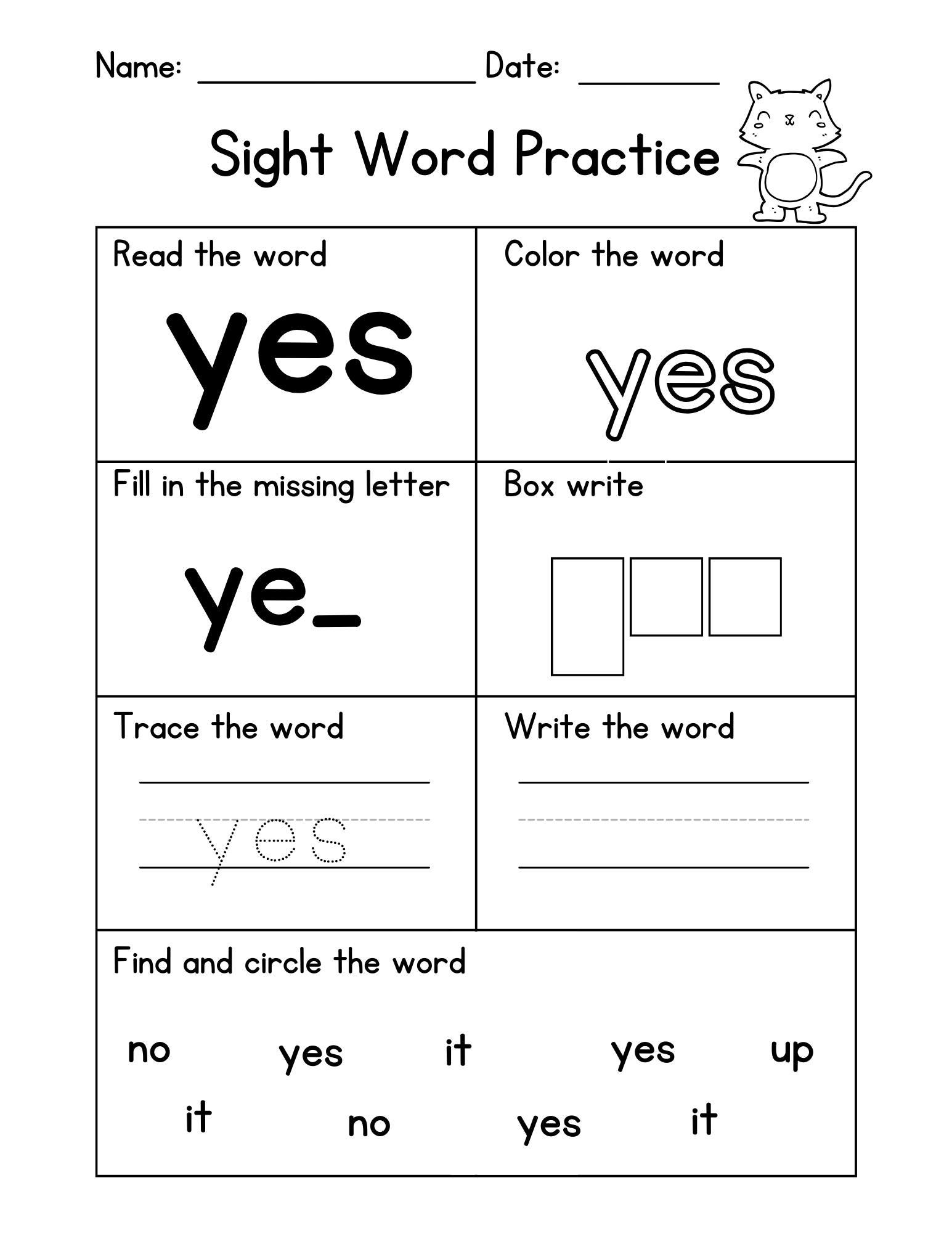 100 Printable Sight Word Practice Worksheets Prek - 1st Grade ...