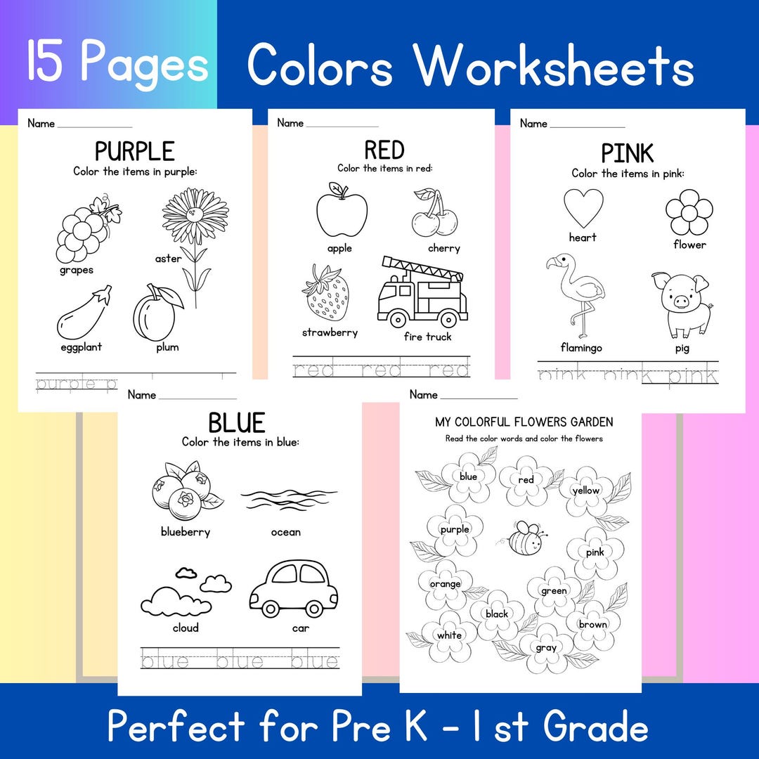 Learning Colors Worksheets for Prek - 1st Grade, 15 Coloring Pages ...