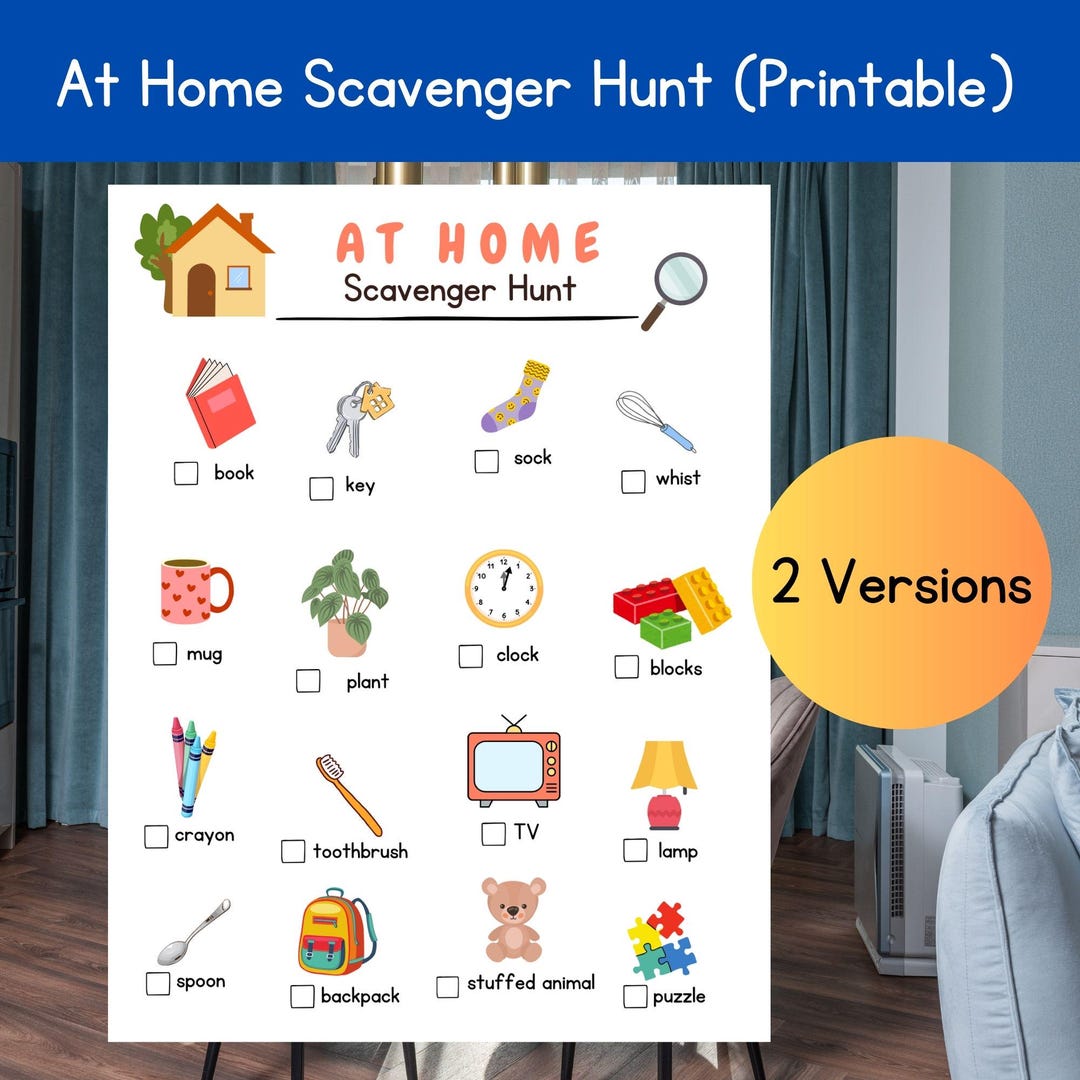 At Home Scavenger Hunt for Kids, Indoor Scavenger Hunt, Fun Indoor ...