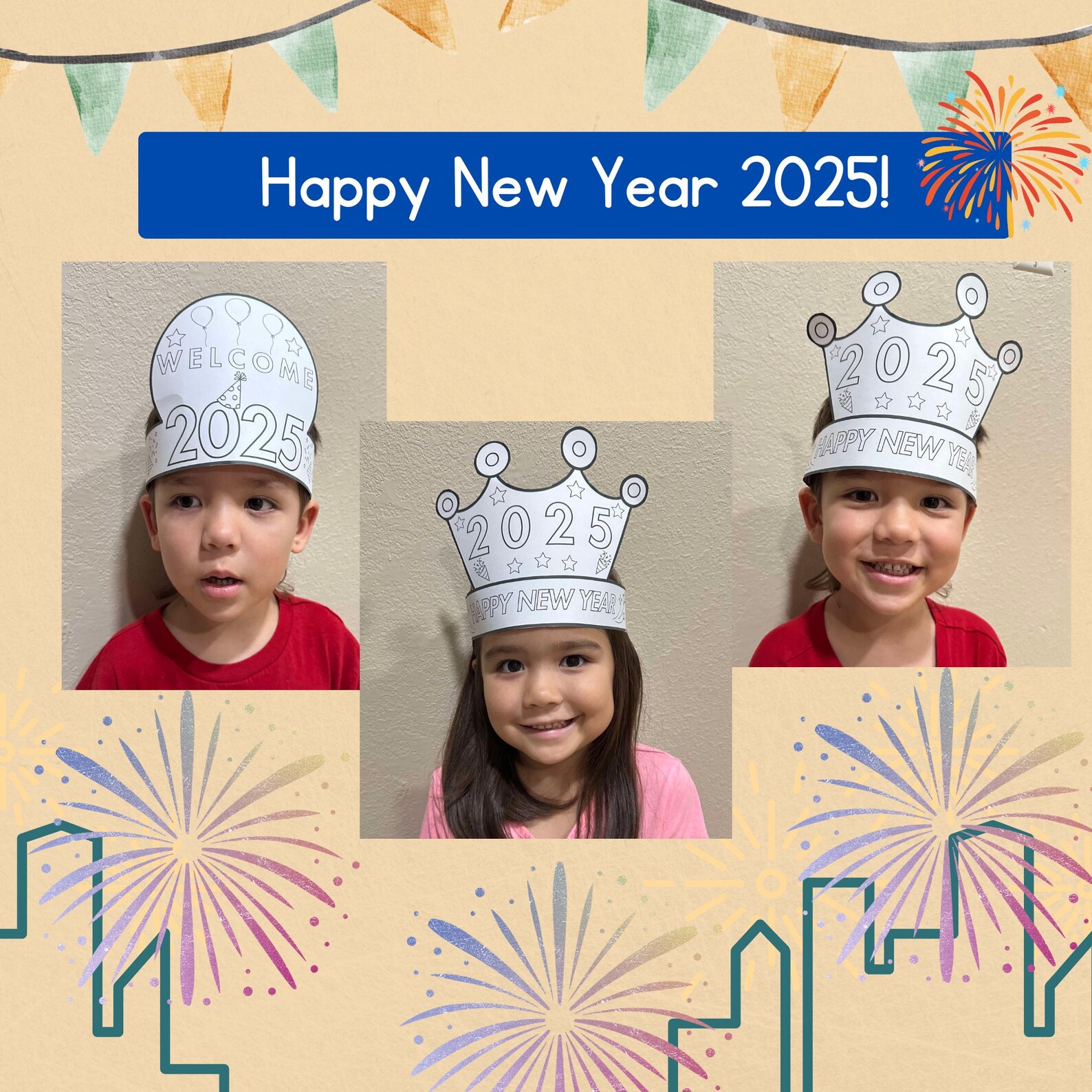 2025 Happy New Year Crown/ Hat Printable Perfect for Kids and Adults ...