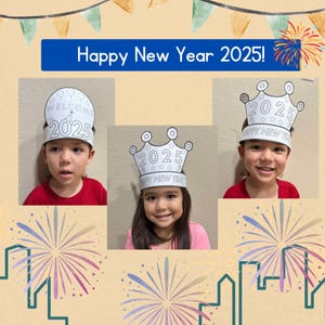 2025 Happy New Year Crown/ Hat Printable Perfect for Kids and Adults ...