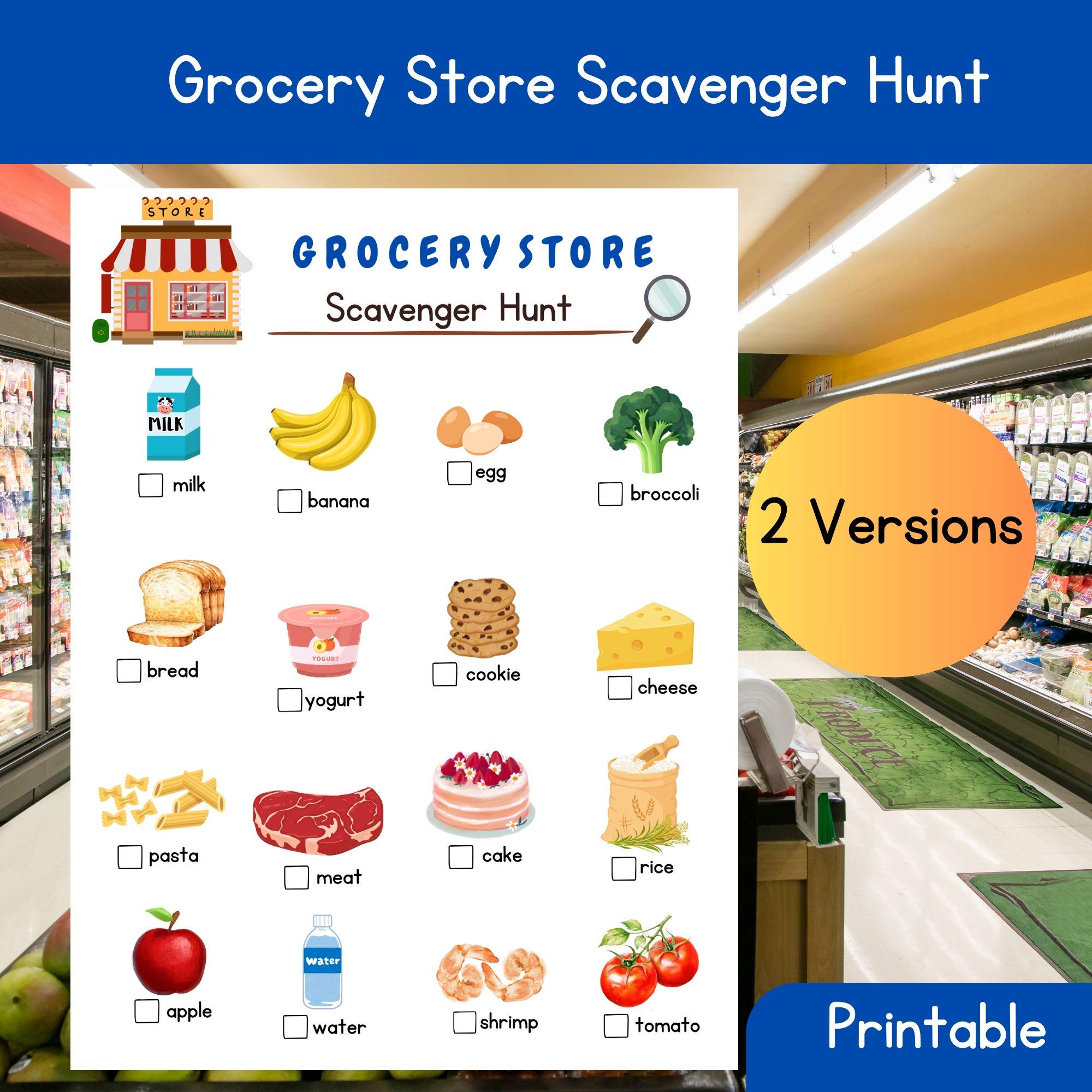 Grocery Store Scavenger Hunt for Kids, Indoor Grocery Store Scavenger ...