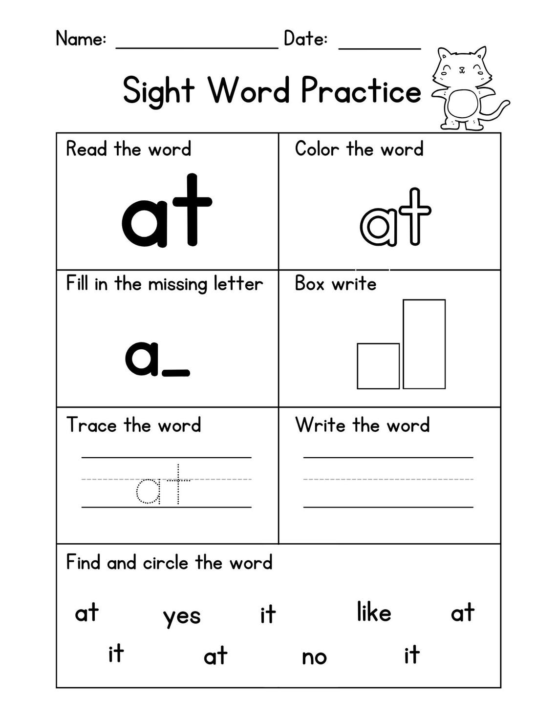 100 Printable Sight Word Practice Worksheets Prek - 1st Grade ...