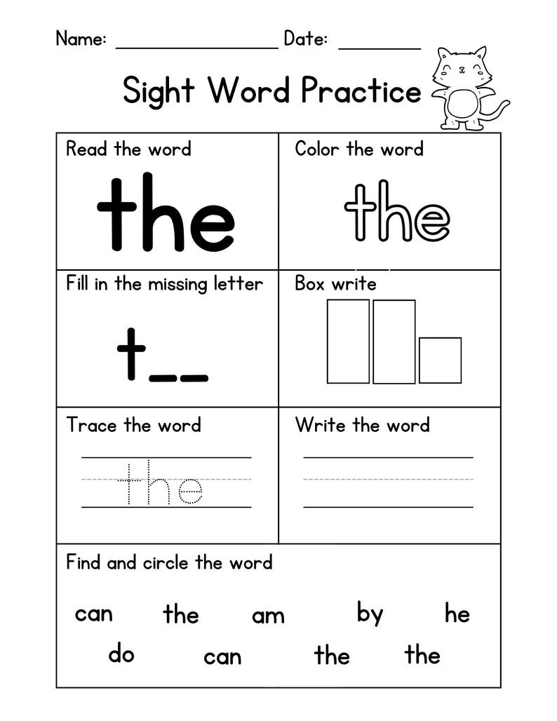 100 Printable Sight Word Practice Worksheets Prek - 1st Grade ...