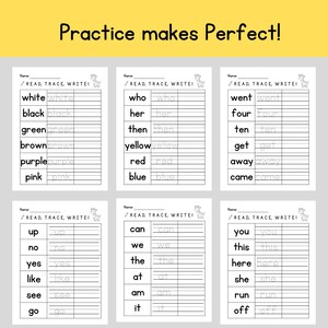 Printable 132 Sight Words, Read-trace-write L Prek - 1st Grade. High ...