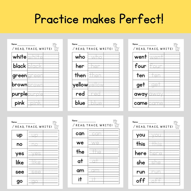 Printable 132 Sight Words, Read-trace-write L Prek - 1st Grade. High ...