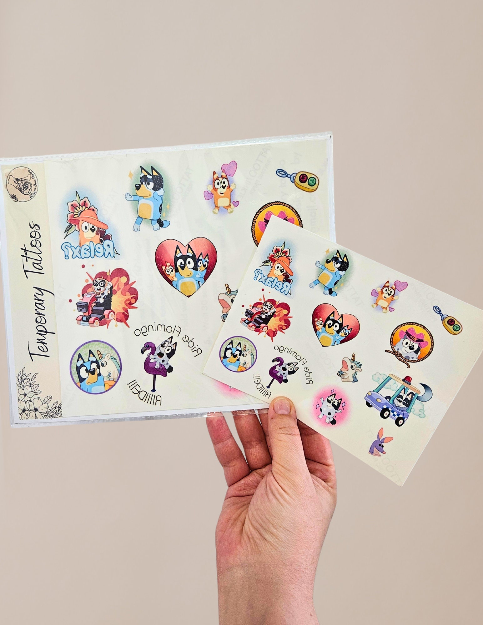 Bluey Inspired Temporary Tattoos, Kids Temporary Tattoos, Custom ...