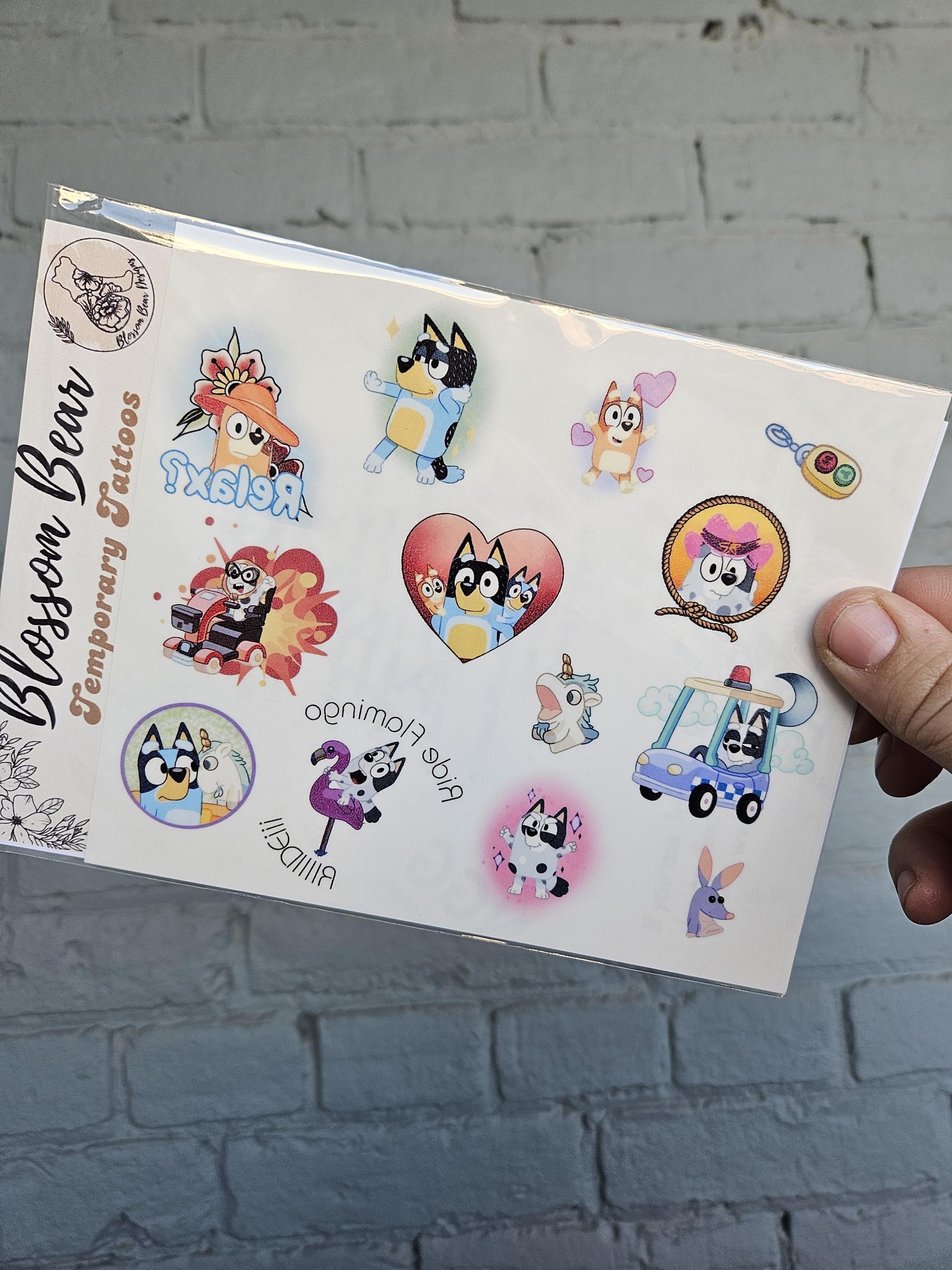 Bluey Inspired Temporary Tattoos, Kids Temporary Tattoos, Custom ...