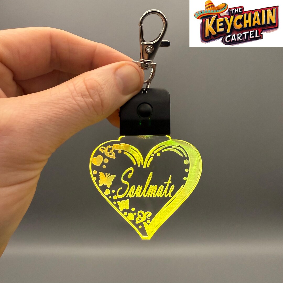 Soulmate LED Keychain: Laser Engraved Acrylic, USB Rechargeable - Etsy