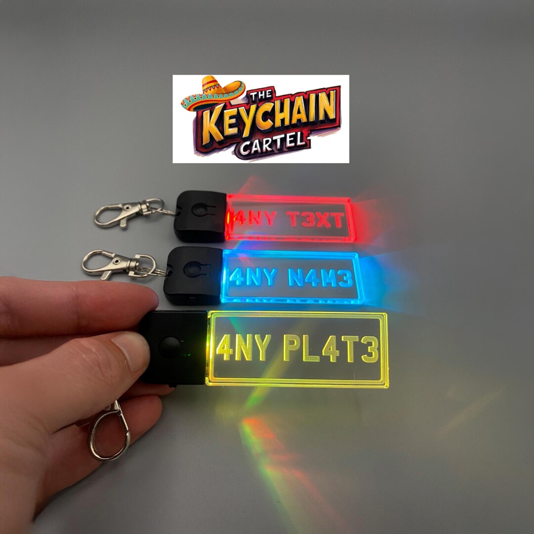 Personalised Number Plate LED Keychain / Keyring, Car Key Accessories ...