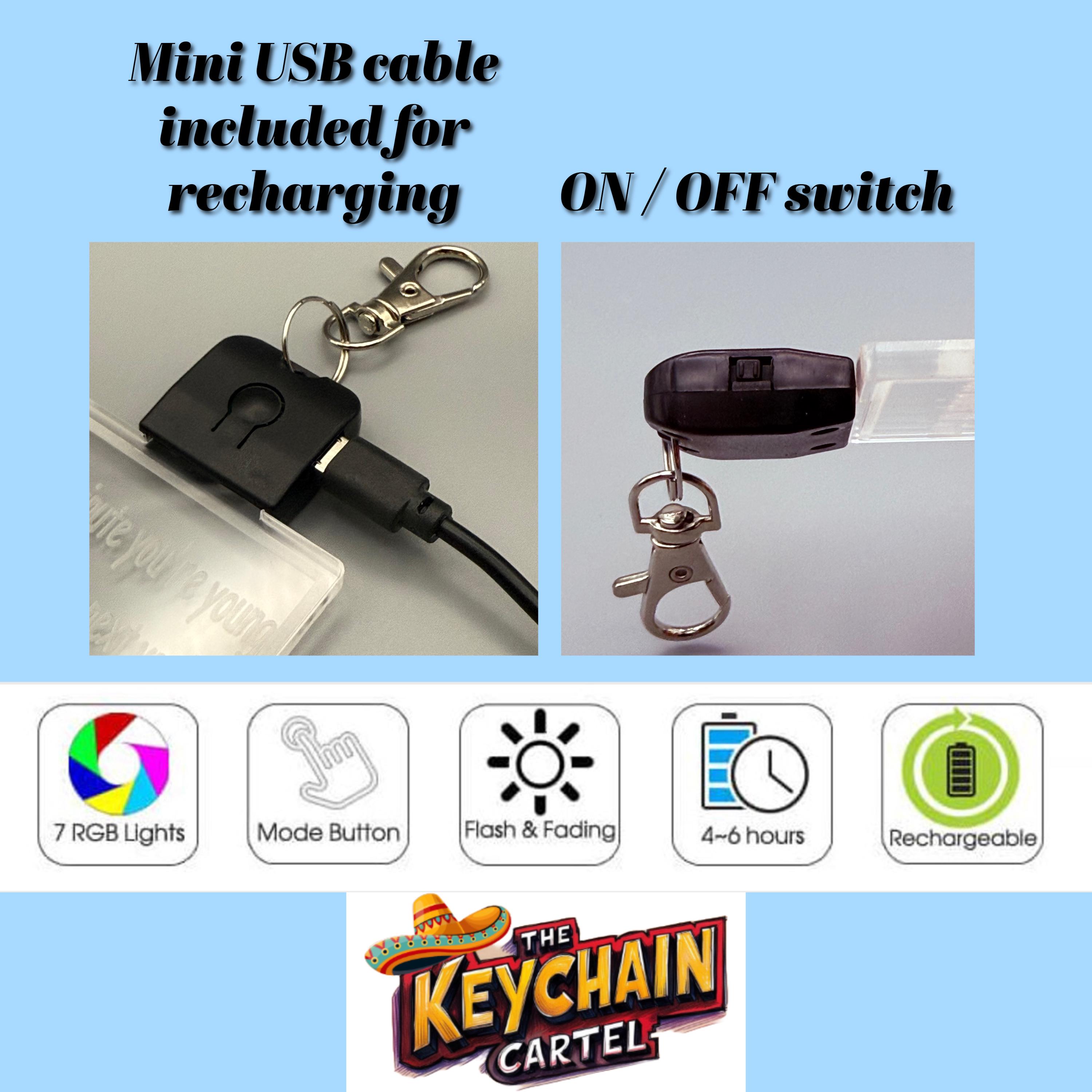 Custom LED Keychain: Personalized Logo, Rechargeable Keyring - Etsy