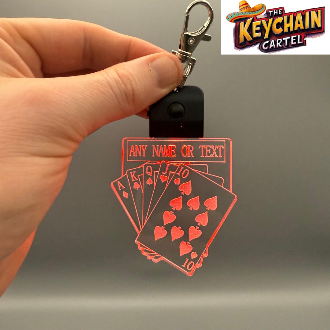 Personalized Playing Cards LED Keychain: Poker Gift - Etsy UK