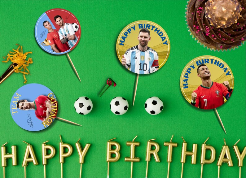 Messi & Ronaldo Cupcake Toppers, Soccer Birthday Party (PDF) - Etsy