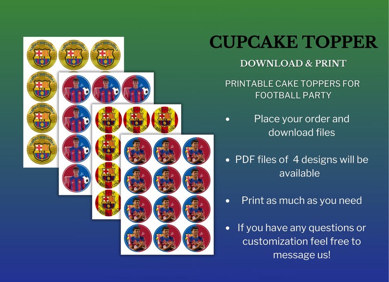 Printable Lamine Yamal Cupcake Toppers Soccer Party Football Barcelona ...