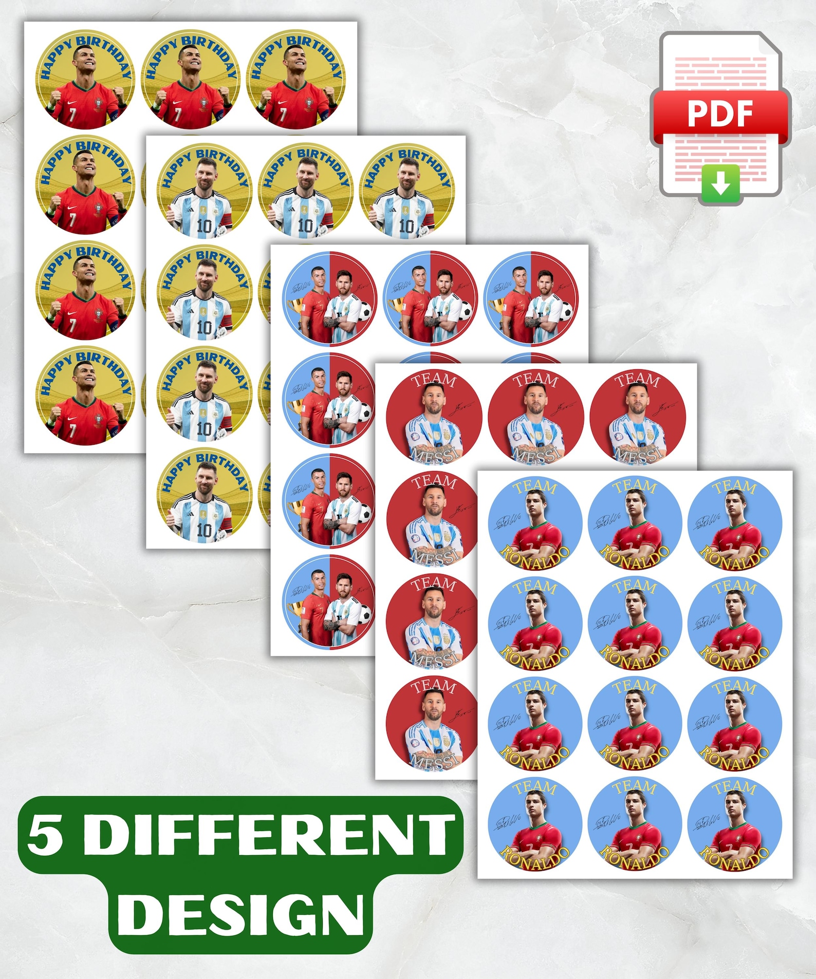 Messi & Ronaldo Cupcake Toppers, Soccer Birthday Party (PDF) - Etsy
