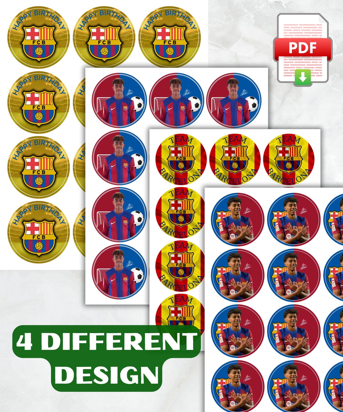 Printable Lamine Yamal Cupcake Toppers Soccer Party Football Barcelona ...