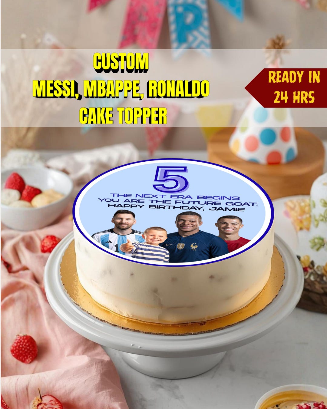 Custom Messi, Mbappe, Ronaldo Cake Topper, Soccer Fan's Birthday ...