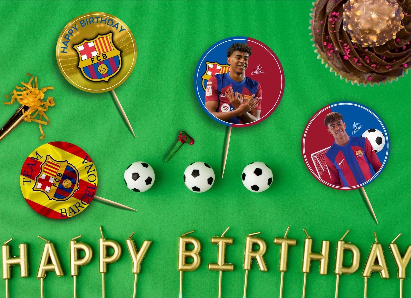 Printable Lamine Yamal Cupcake Toppers Soccer Party Football Barcelona ...